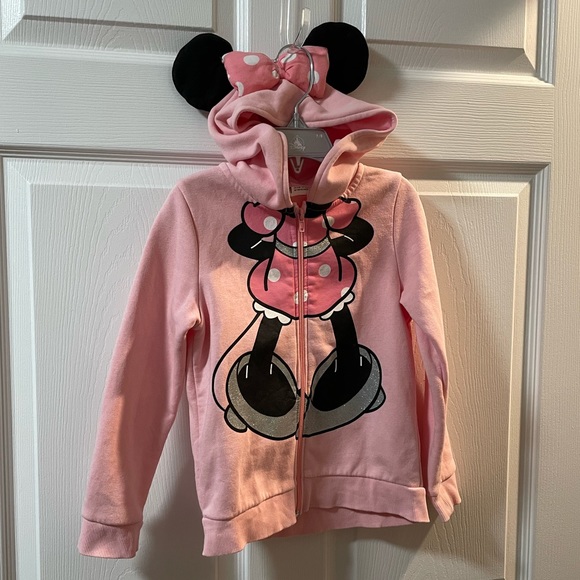 H&M | Shirts & Tops | Hm Minnie Mouse Zipped Hoodie With Minnie Ears ...